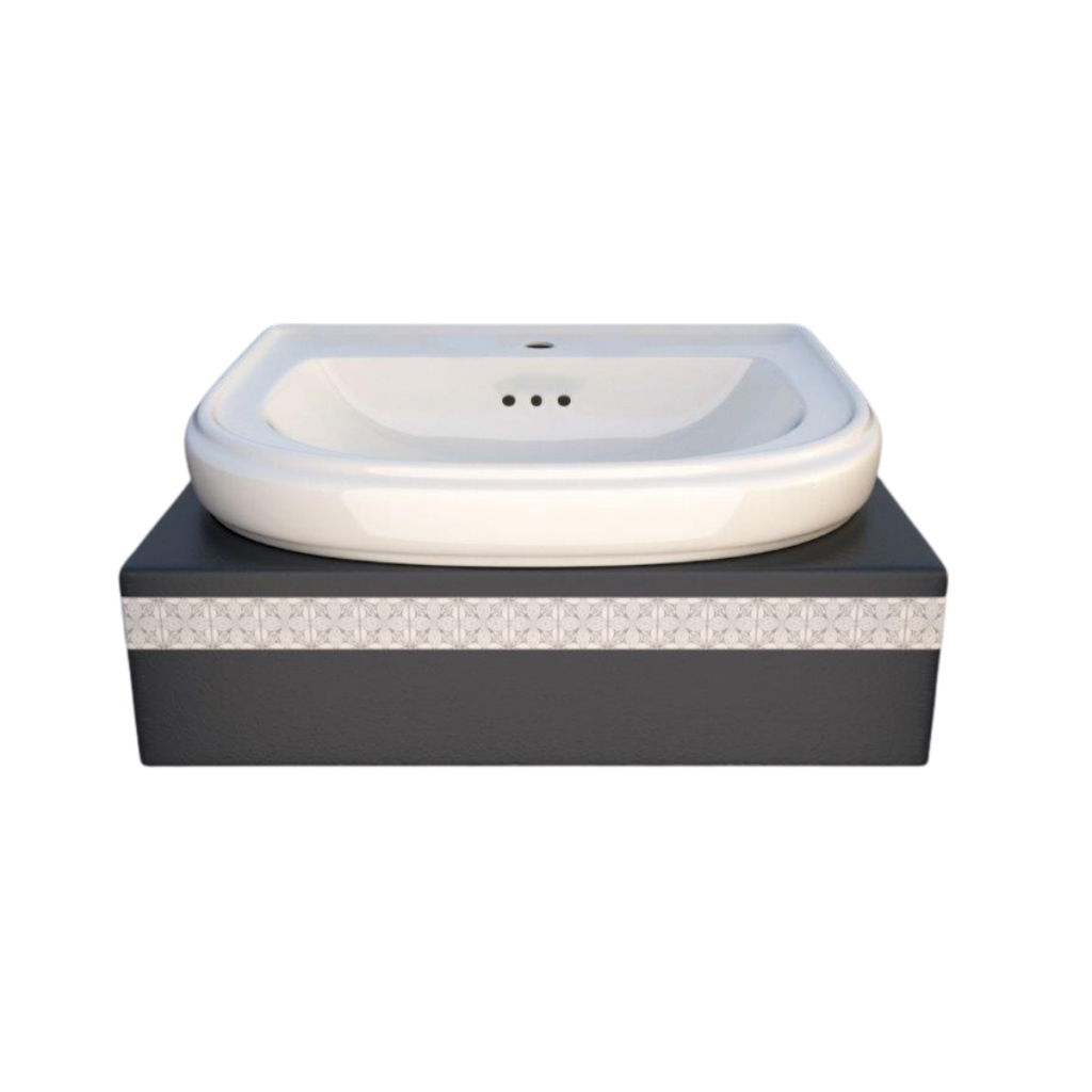 Topaz 58cm D Shape Wash Basin Table Top - Rosa